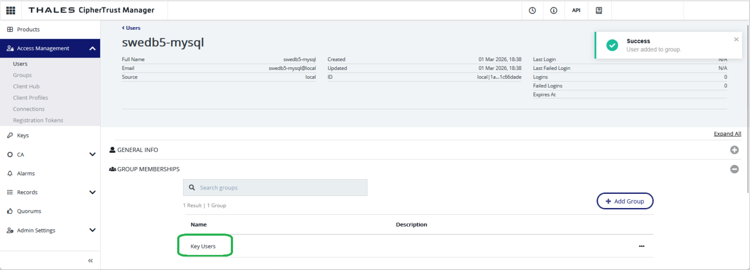 Thales CipherTrust Manager – setting up KMS access – .pQd's log